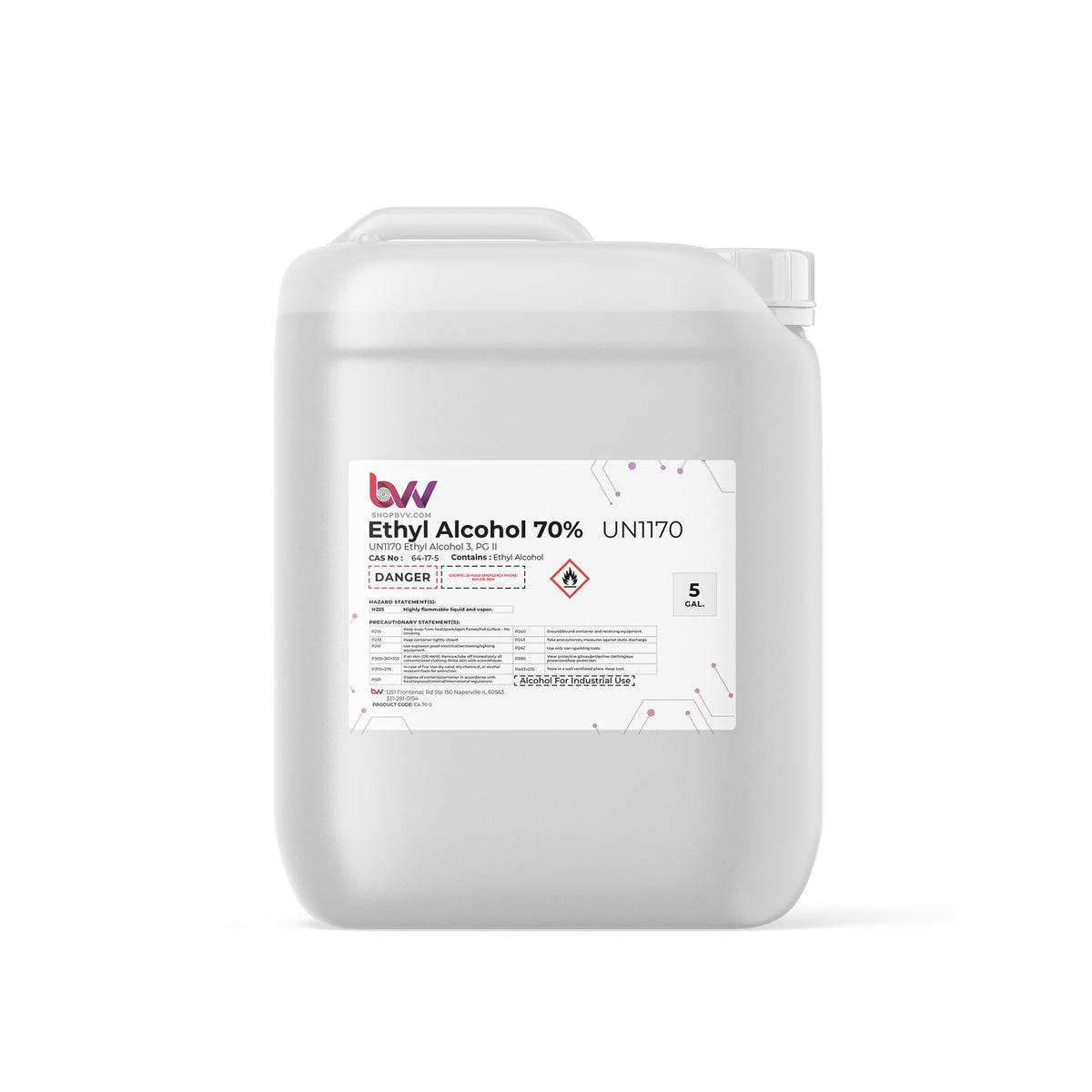 BVV™ Ethyl Alcohol 70% - USP 140 Proof - 5 Gallons – Grow It Depot
