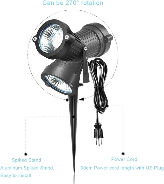 Pack of 2, Outdoor LED Landscape Lights Waterproof Spotlight with Spik ...