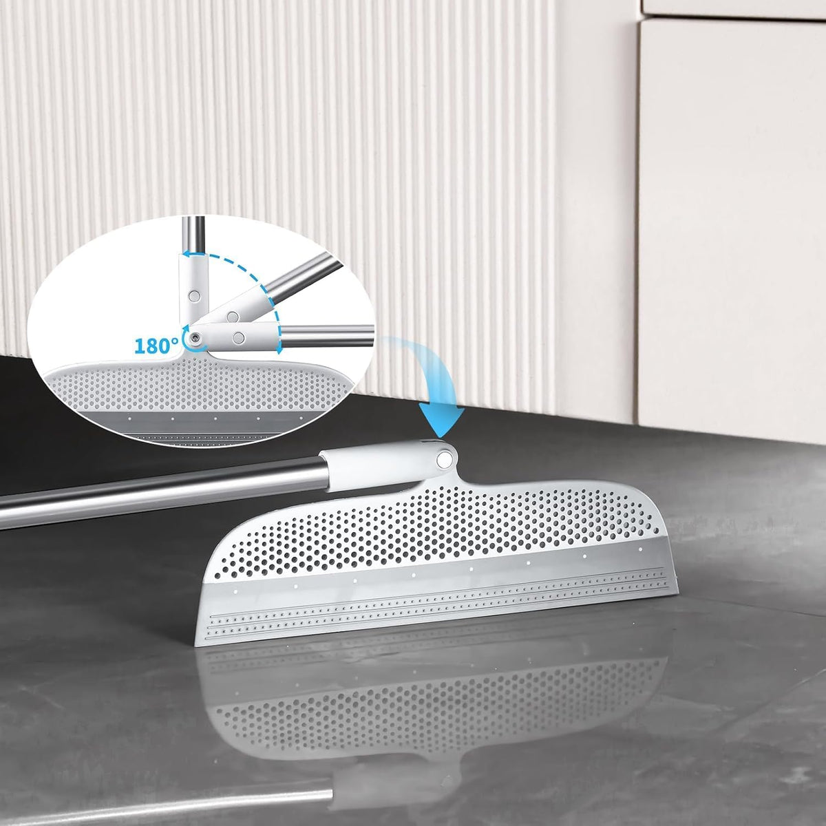 Rubber Squeegee Broom for Floor, 51.77'' Long Handle Multifunction Scr ...