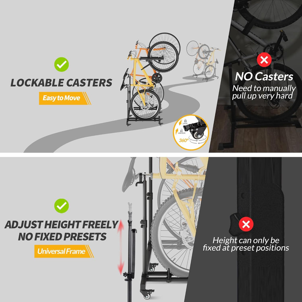 Vertical Bike Stands (2 Pack)，Standing Bike Rack for Garage Floor，Upri ...