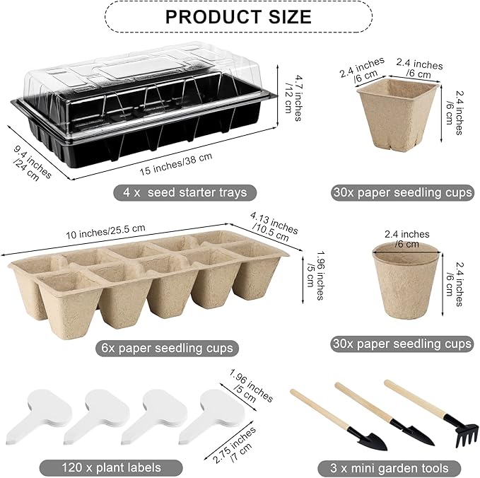 Aodaer 193 Pack Seed Starter Kit Including Seed Starter Tray Peat Pots ...