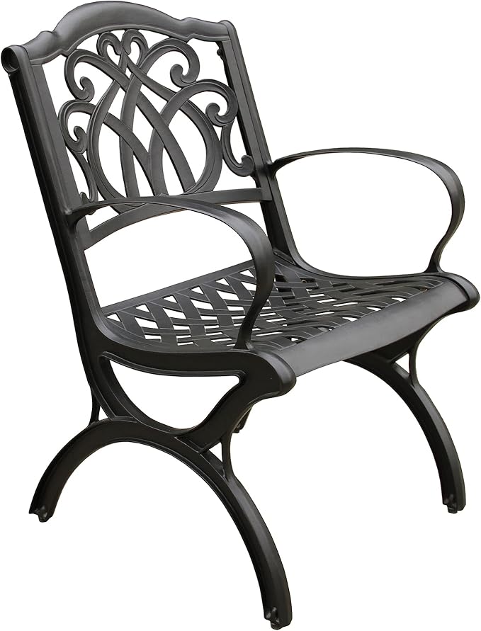 Ornate Traditional Outdoor Cast Aluminum Black Patio Dining Chair ...