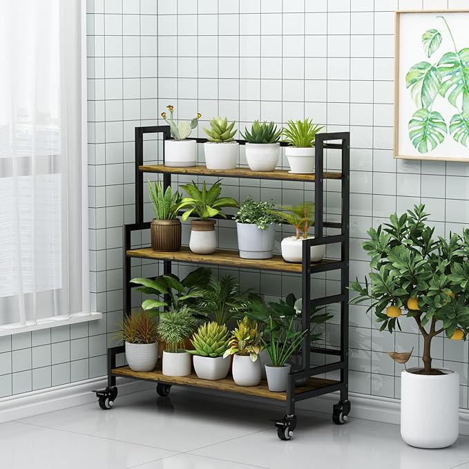YIZAJIA Plant Stand Indoor 3 Tier Metal Board Outdoor Tiered Stands Sh ...