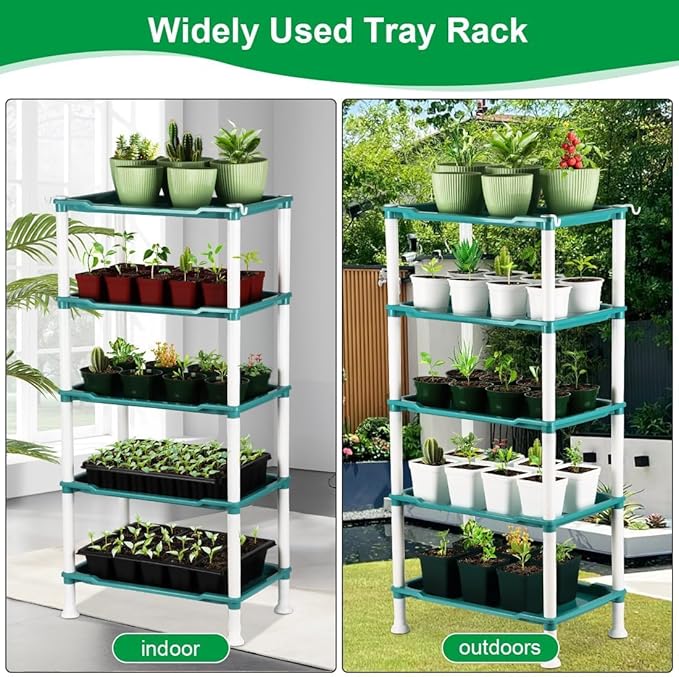 5-Tier Seed Stand with 5 Trays, Seed Starting Rack Propagation Rack Ki ...
