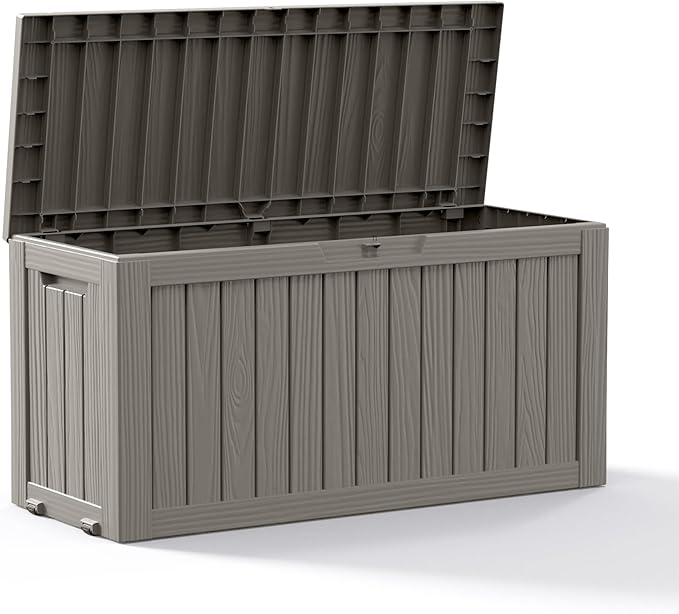 DRATO 75 Gallon Deck Box, Waterproof Resin Large Outdoor Storgae Box f ...