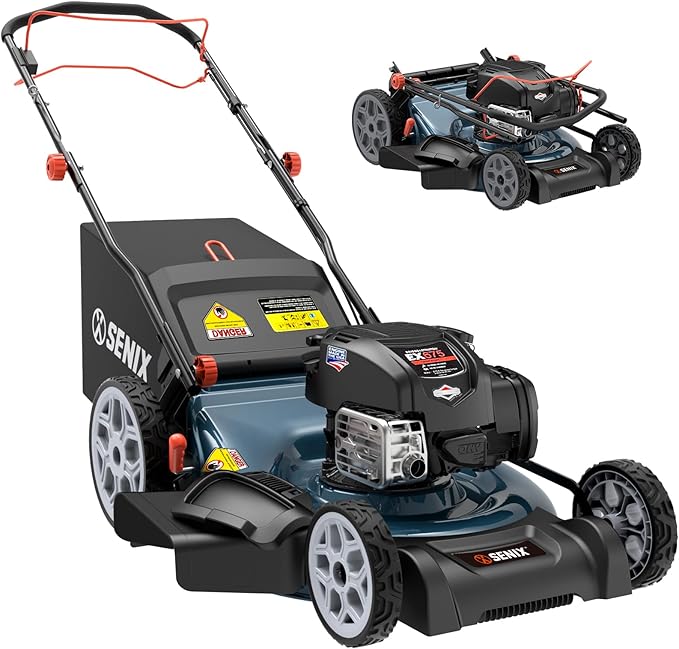 SENIX Gas Lawn Mower, 22" Self Propelled Gas Powered Lawnmower with 16 ...