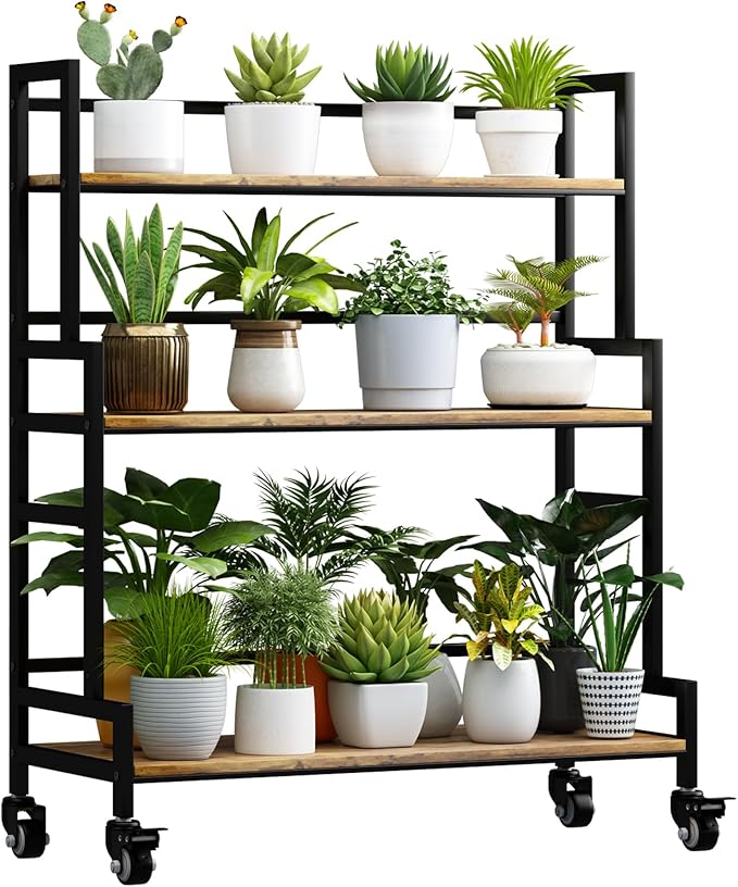 YIZAJIA Plant Stand Indoor 3 Tier Metal Board Outdoor Tiered Stands Sh ...