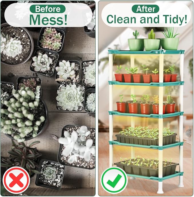 5-Tier Seed Stand with 5 Trays, Seed Starting Rack Propagation Rack Ki ...