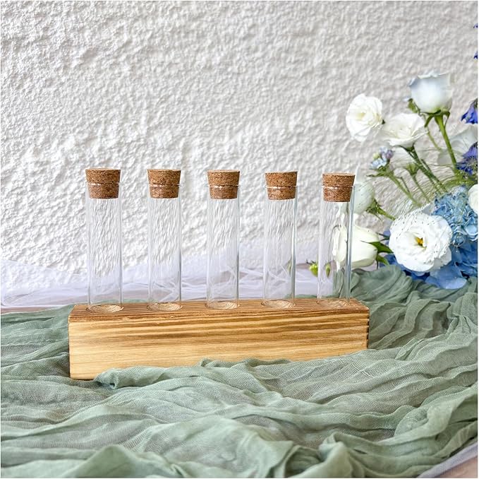 KAXYEW Glass Test Tubes with Cork Stoppers, Small Clear Glass Test Tub ...