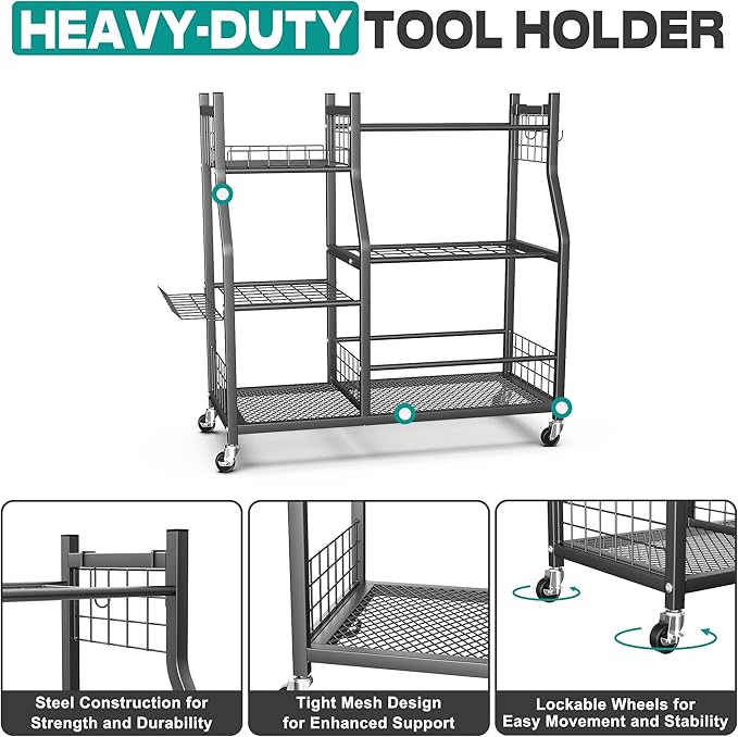 EVERHANGER Garden Tool Organizer Stand, Garage Tool Storage Organizati ...