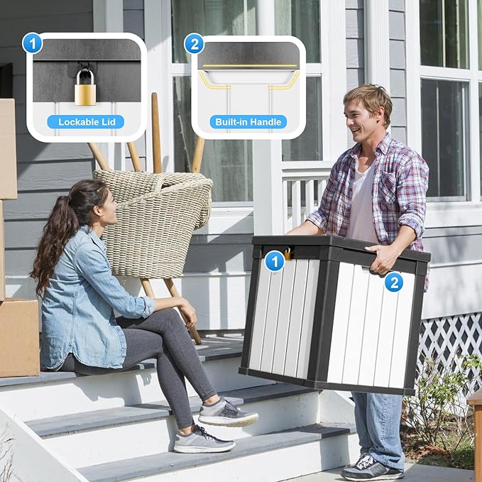 DRATO 50 Gallon Deck Box, Outdoor Storage Box for Patio Cushion, Sport ...