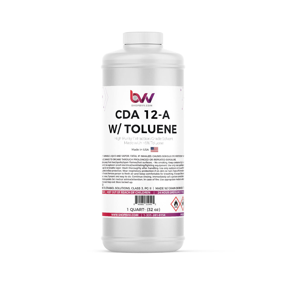 CDA 12A w/ Toluene High Purity Extraction Solvent - 1 Quart – Grow It Depot