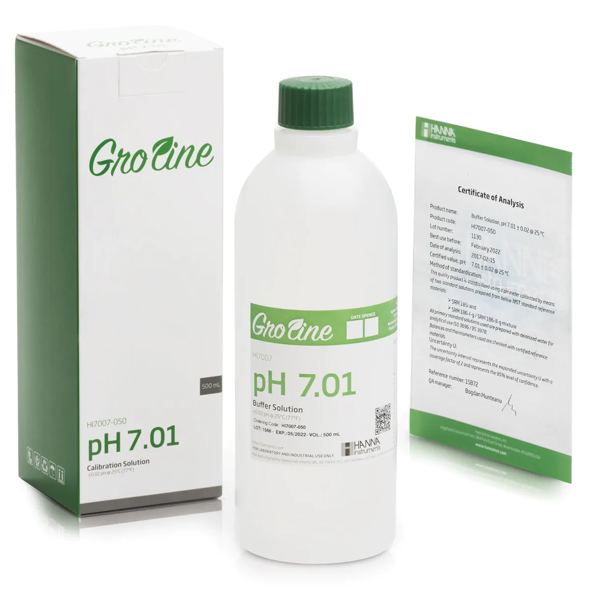 Hanna GroLine pH 7.01 Calibration Buffer Solution 500 ml – Grow It Depot