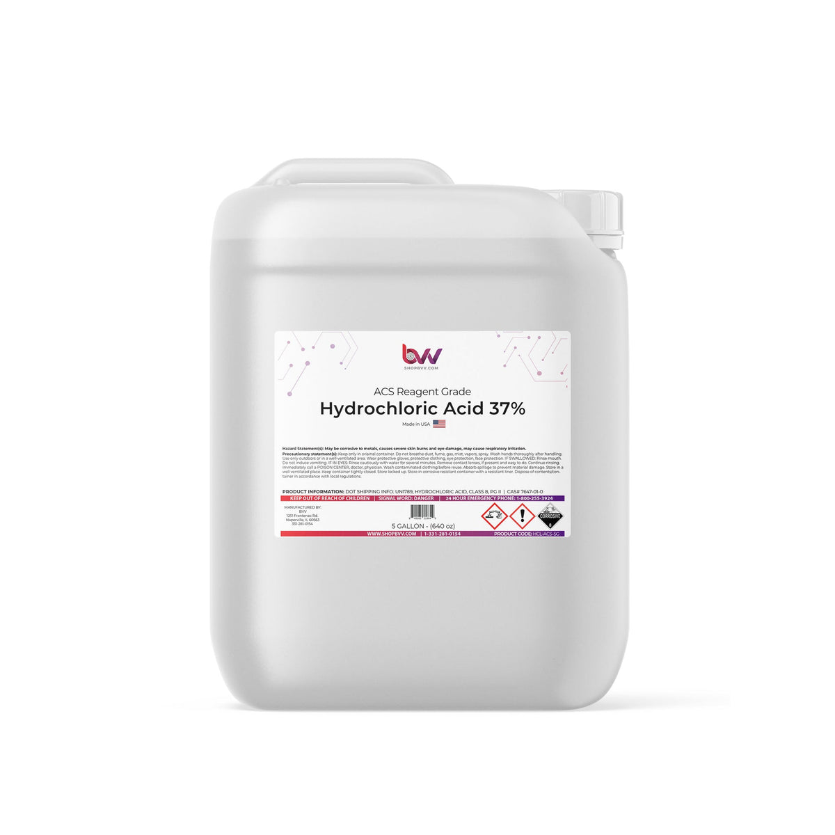 BVV™ Hydrochloric Acid 37% ACS Reagent Grade (HCL) - 5 Gallons – Grow ...