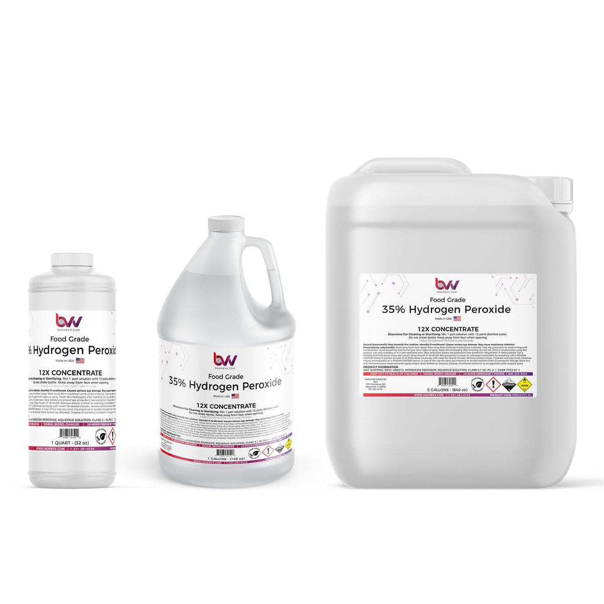 BVV™ 35% Food Grade Hydrogen Peroxide H2O2 (Food Grade) - 15 Gallons ...