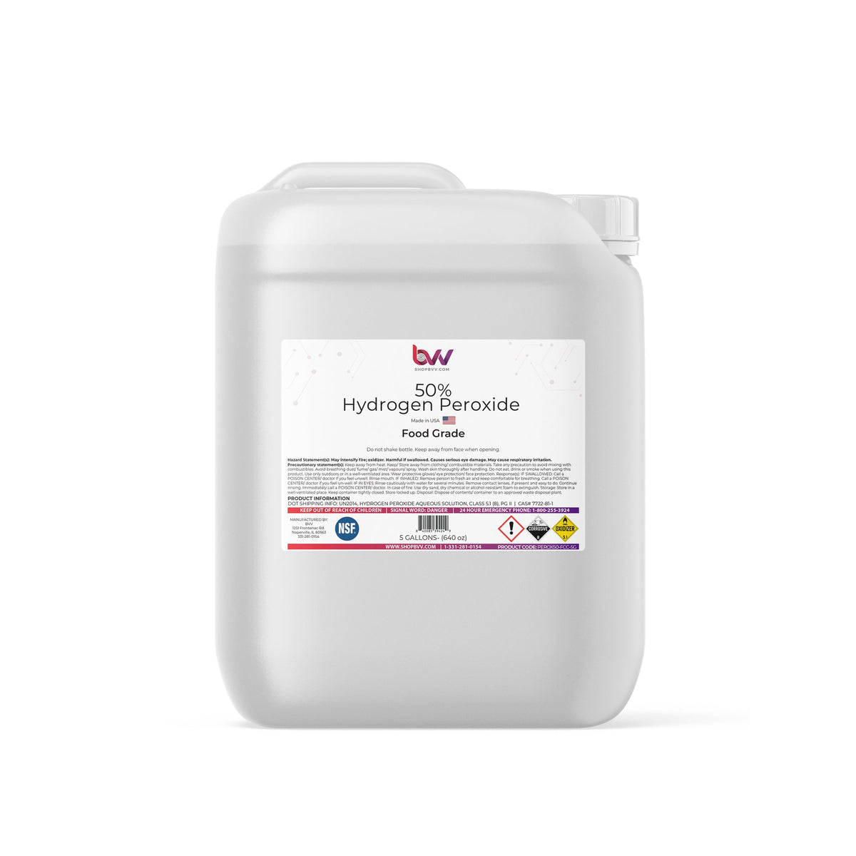 BVV Hydrogen Peroxide 50% Food Grade - 5 Gallons – Grow It Depot