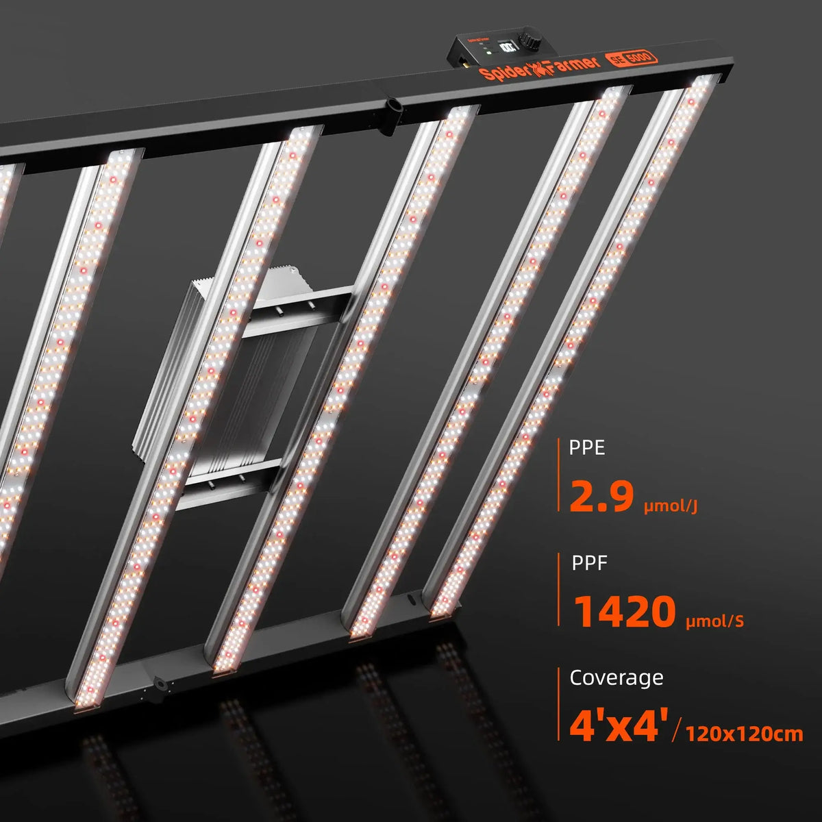 Spider Farmer SE5000 LED Grow Light + 4' x 4' Grow Tent + 6" Inline Fa ...