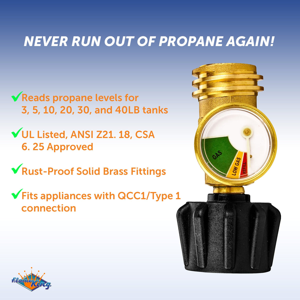 Flame King Propane Gas Level Indicator Check Gauge Meter For Propane T ...