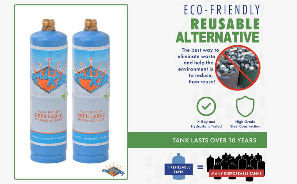 Flame King 2 Pack Eco Friendly Sustainable 1lb Refillable Propane Tank ...