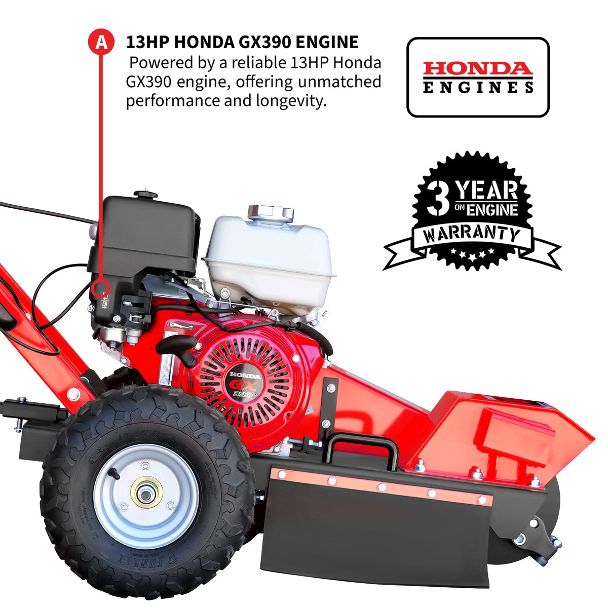 Stump Grinder with 12" Blades 13HP Honda GX390 Off-Road Tree Stump Rem ...