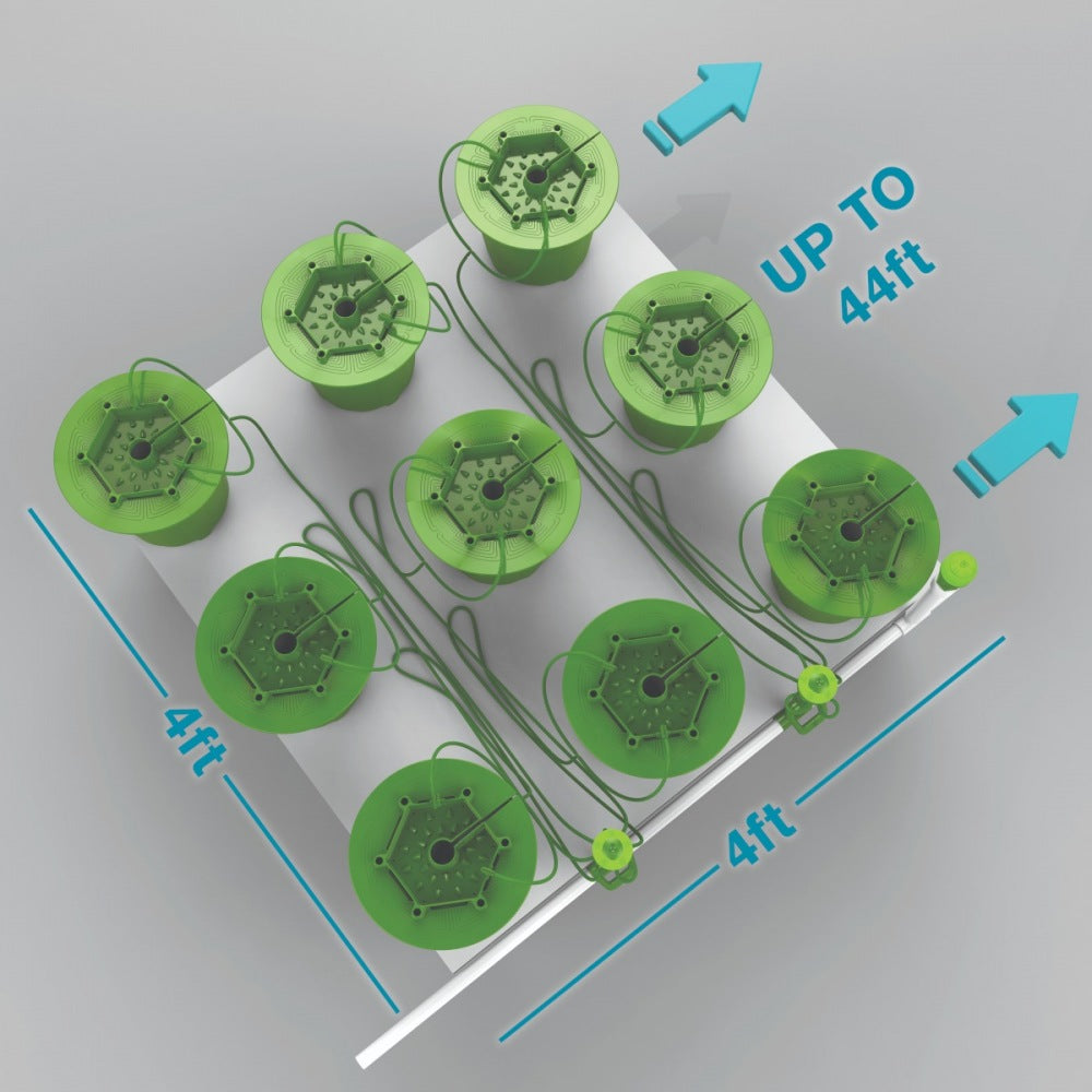 9 PLANTS PER 4'X4' - 3 GALLON POTPRO W/ BUBBLER/FLORACAP IRRIGATION (4 ...