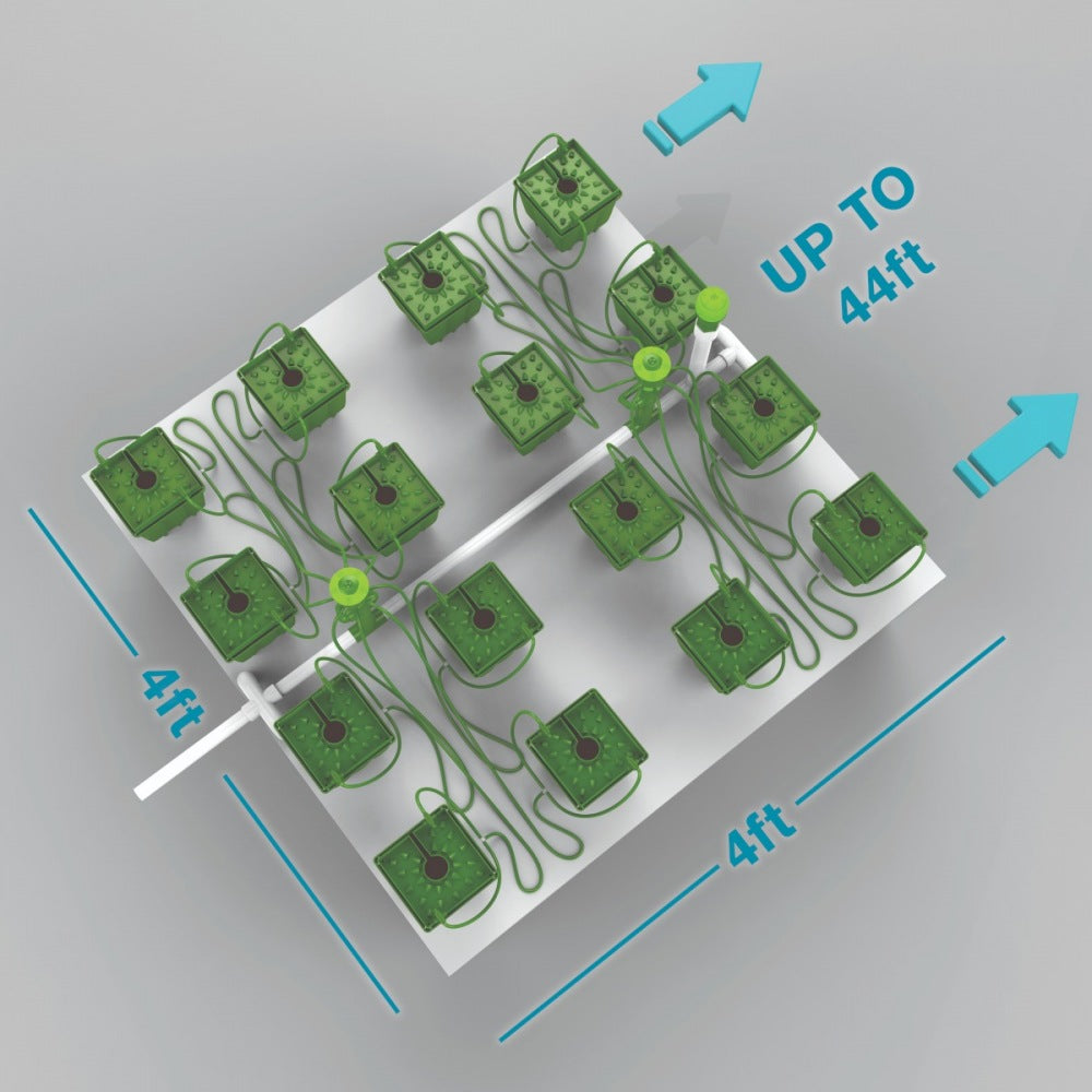 FloraFlex 16 PLANTS PER 4'X4' - 1/2 GALLON POTPRO W/ BUBBLER/FLORACAP ...