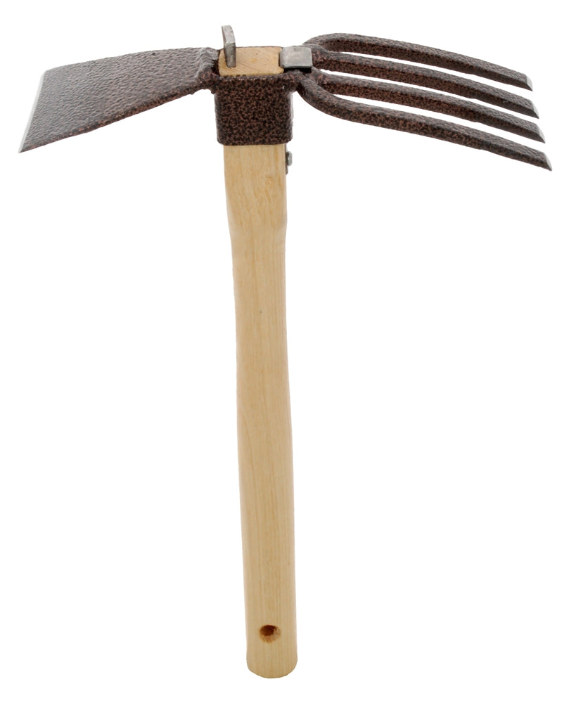 Steel Hoe/Fork Combo, 4-prong Fork and 15” ash handle – Grow It Depot
