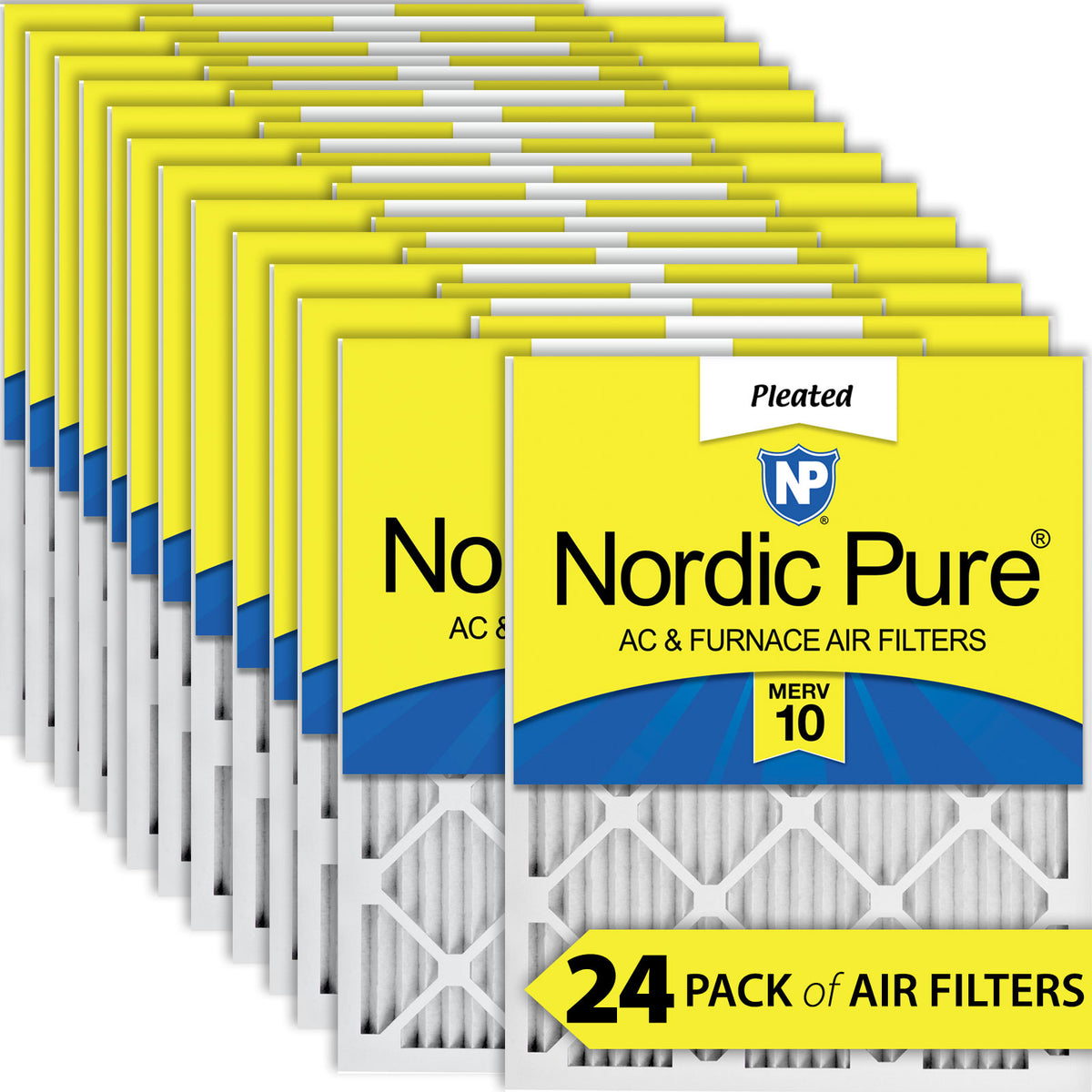 16x25x1 Pleated MERV 10 Air Filters 24 Pack – Grow It Depot