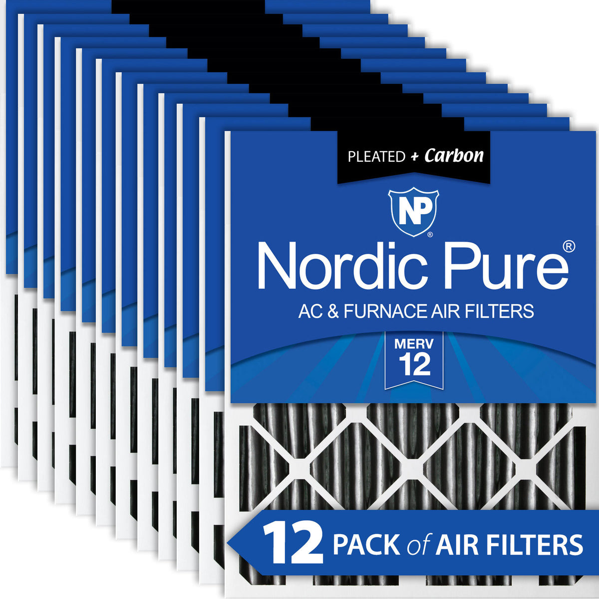 16x16x2 Furnace Air Filters MERV 12 Pleated Plus Carbon 12 Pack – Grow ...