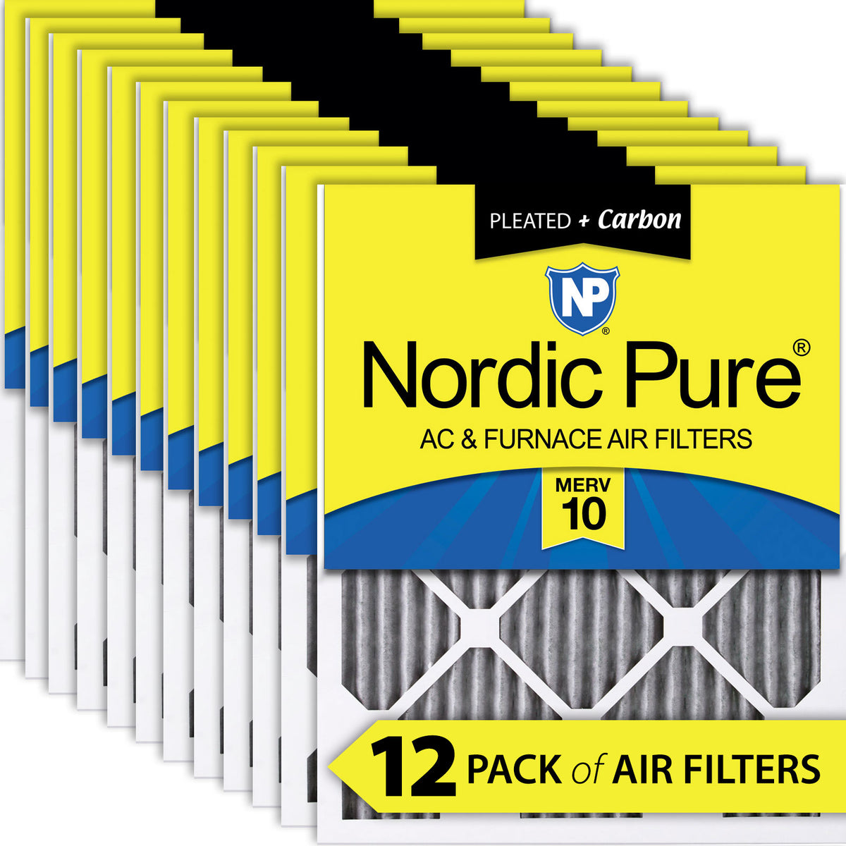 10x10x1 Furnace Air Filters MERV 10 Pleated Plus Carbon 12 Pack – Grow ...