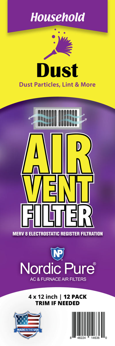 Dust Reducing Air Vent Filters 4x12 (Register Vent Filters) 1 Pack of ...